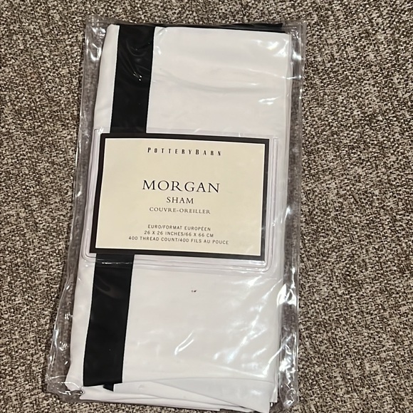 Pottery Barn | Bedding | Pottery Barn Morgan White With Black Trim Sham ...